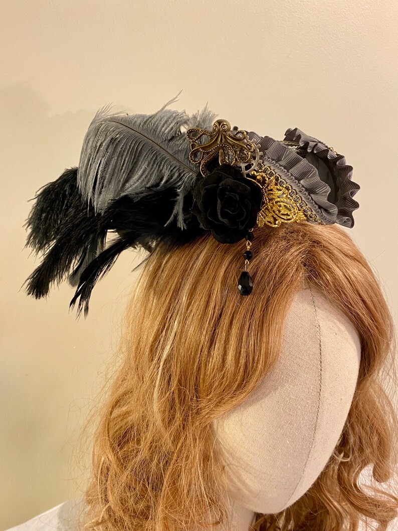Grey Mini Tricorn Hat Cocktail Octopus Headpiece Steampunk | Etsy