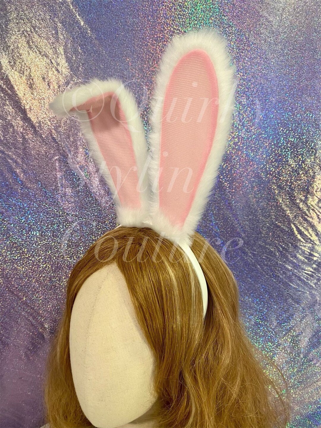 White Bunny Rabbit Ears and Tail Set Posable Cosplay Rabbit Ear ...