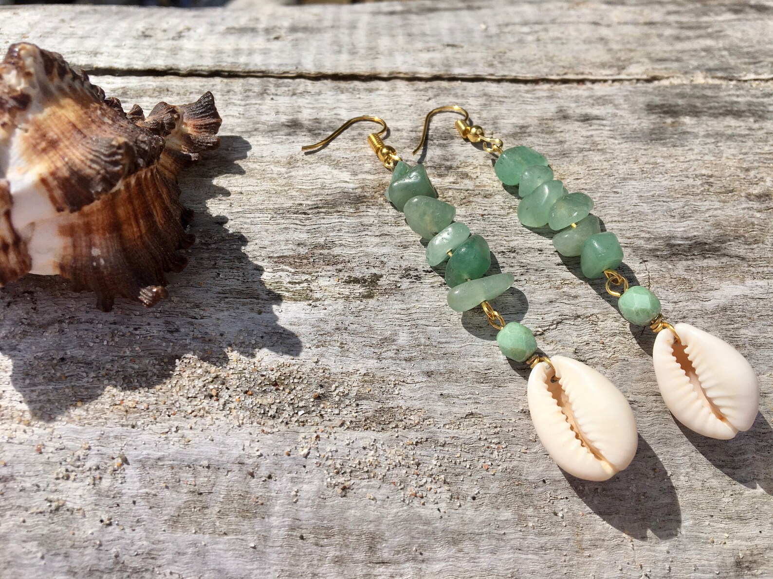 Cowrie shell dangle earrings sea shell earrings with | Etsy