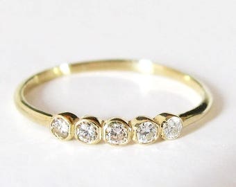 Simple Diamond Ring In 14k Solid Gold Simple Engagement Ring | Etsy