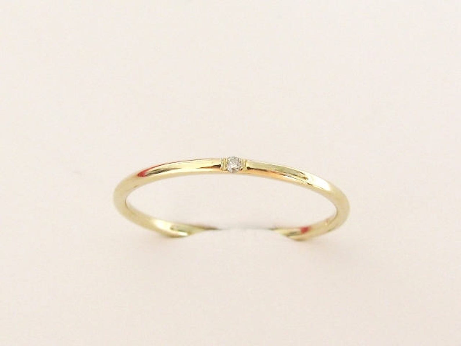 Simple Diamond Ring in 14k Solid Gold Simple Engagement Ring - Etsy