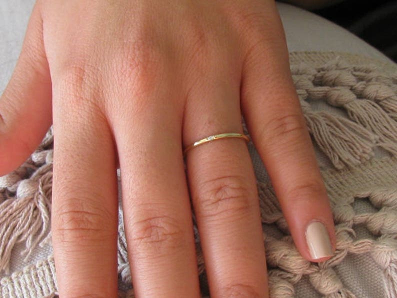 Simple Diamond Ring in 14k Solid Gold Simple Engagement Ring - Etsy
