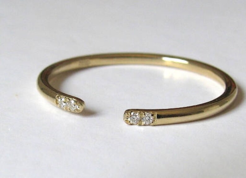 Wedding Band Diamond Gold Diamond Open Ring Diamond Wedding | Etsy