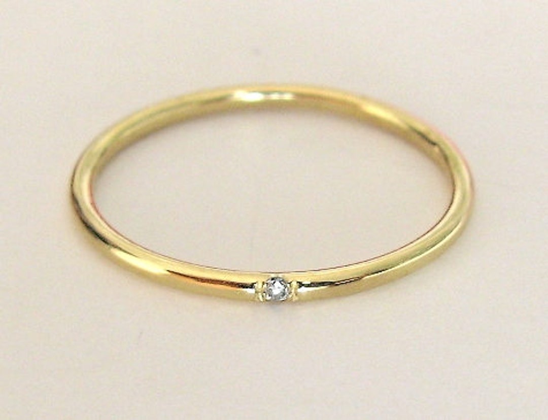 Simple Diamond Ring in 14k Solid Gold Simple Engagement Ring - Etsy