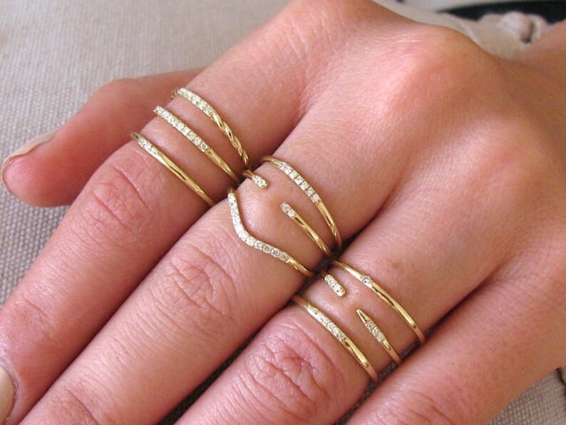 Wedding Band Diamond Gold Diamond Open Ring Diamond Wedding | Etsy