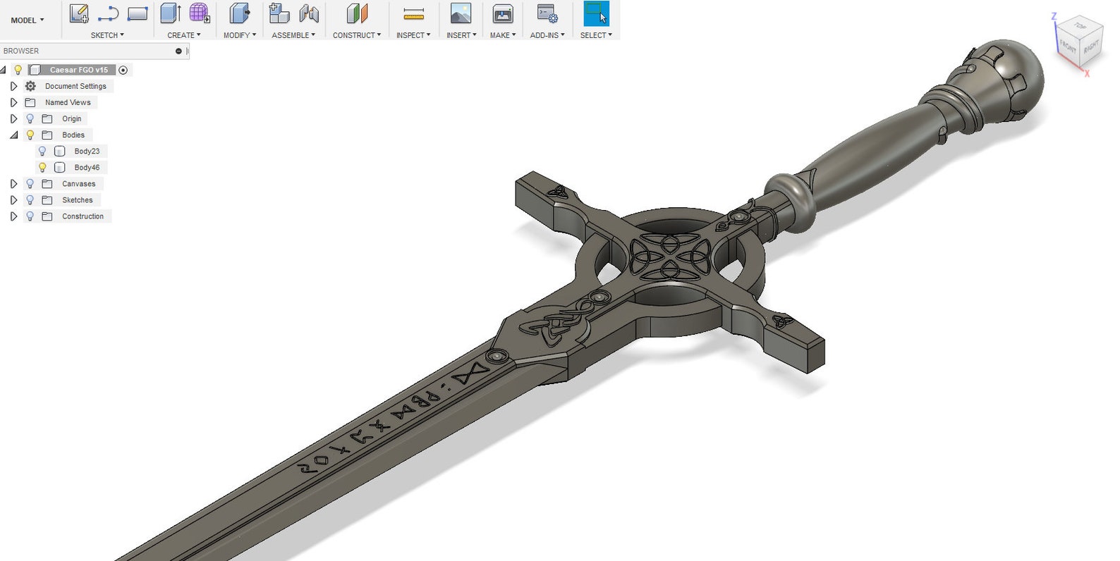 STL File Crocea Mors Gaius Julius Caesar Sword Fate Grand Order 3D ...