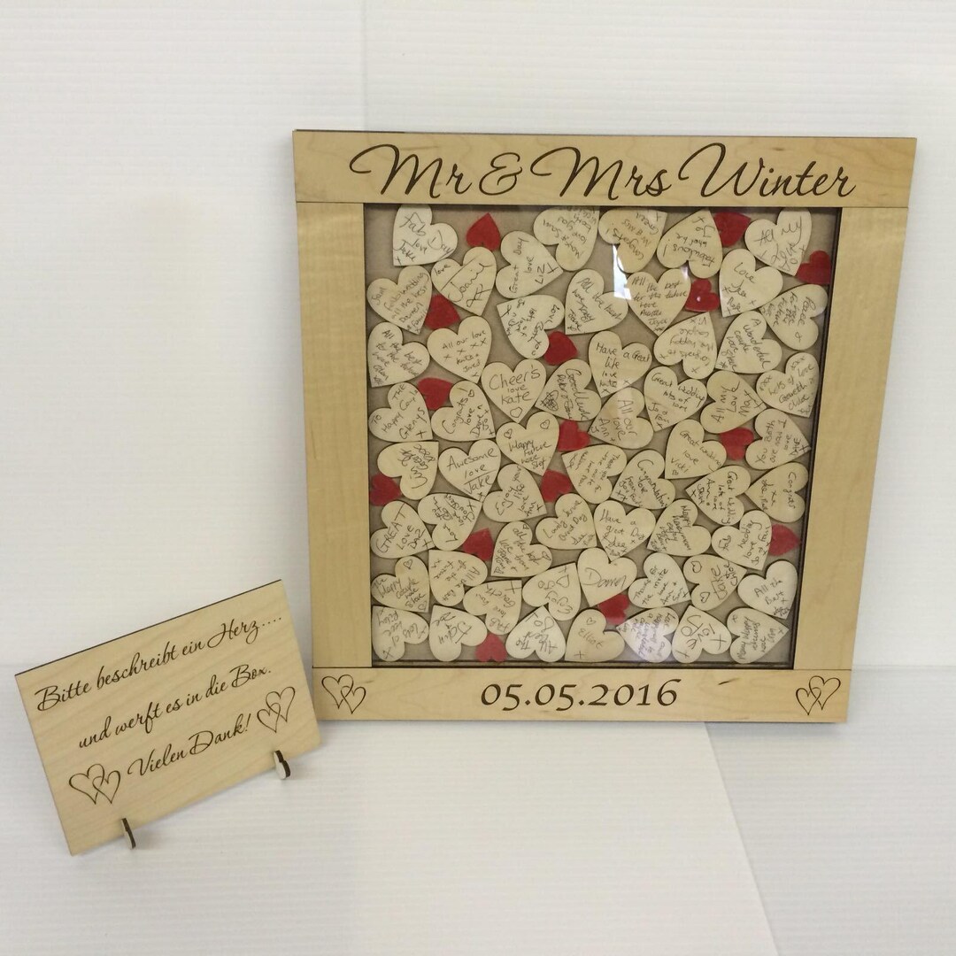 Personalised Luxury Maplewood Red Drop Box Wedding Guest Book - Etsy