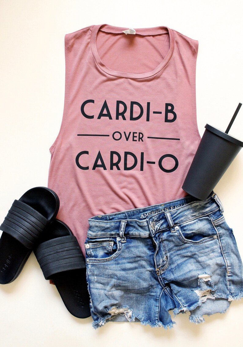 Cardi B Over Cardio Flowy Muscle Tank Gym Tank Yoga Shirt workout Shirt ...