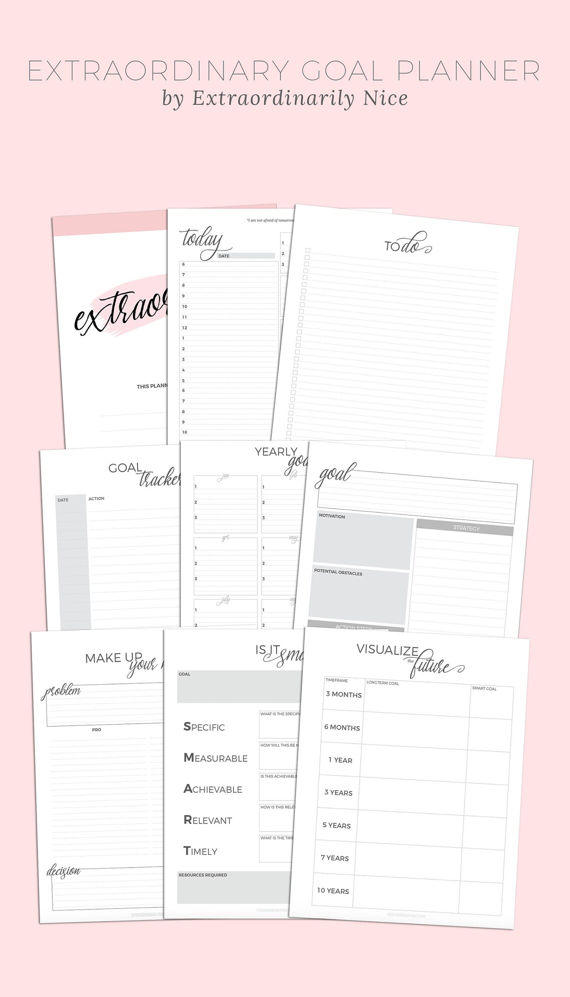 Extraordinary Goal Planner Printable Planner Download - Etsy