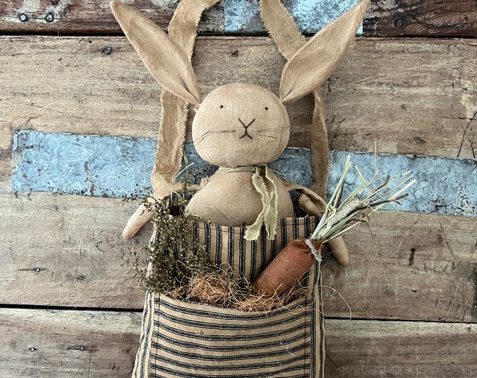 PRE-ORDER for Primitive Bunny in Hanging Bag~grungy Bunny~handmade ...