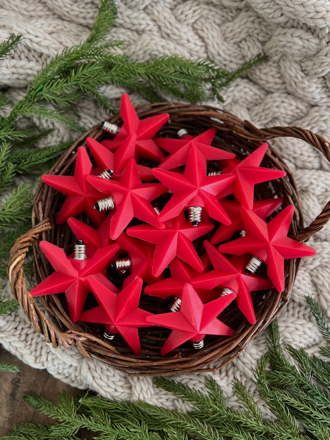 Red Star Bulb ~ Primitive Star Light ~ Handmade Star Light ~ Primitive ...