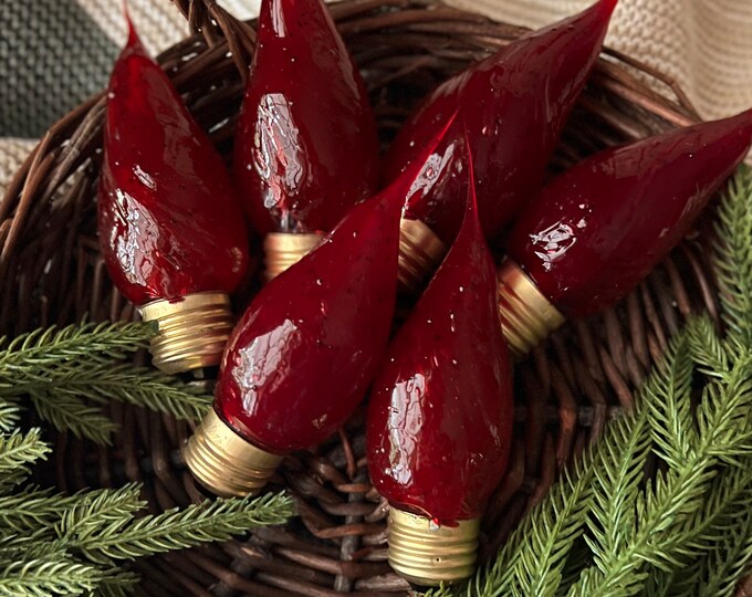 Primitive Ruby Red Flicker Chamber Bulb ~ Primitive Light ~ Handmade ...