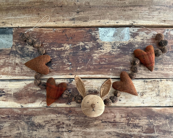 ONE Primitive Bunny Garland~primitive Garland~primitive Winter ...