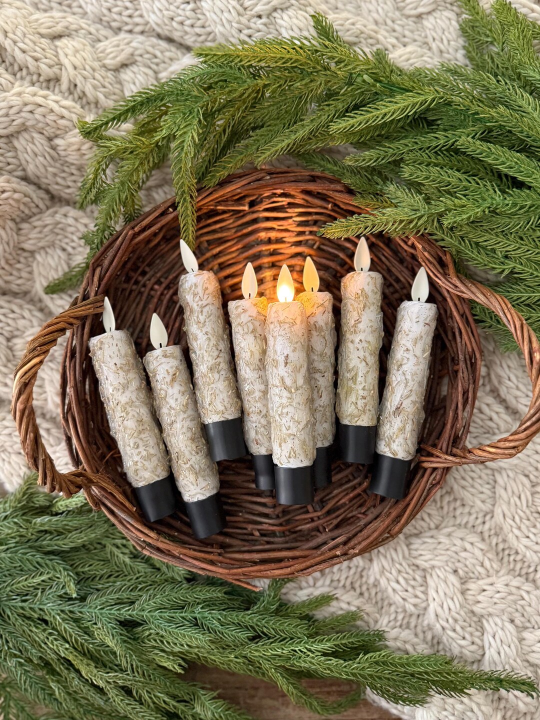 ONE Pine Green Primitive Battery Operated Candlestick - Etsy