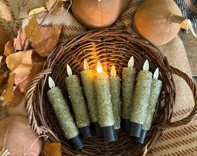 ONE Sage Green Primitive Battery Operated Candlestick - Etsy