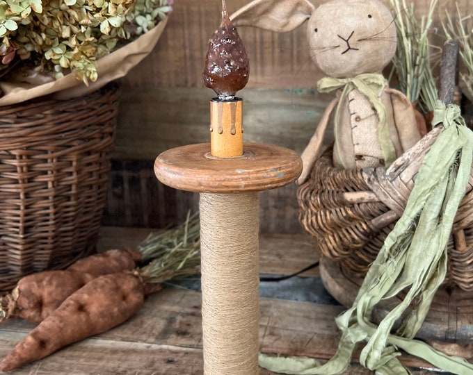 Tan Thread Wrapped Vintage English Spool Light ~ Primitive Spool Light ...