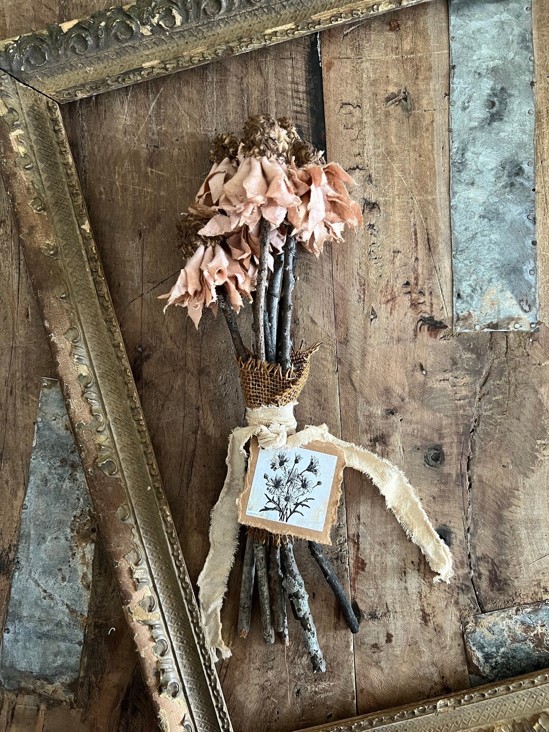 BOUQUET OF FIVE Light Pink Primitive Flowers ~ Primitive Flowers ...