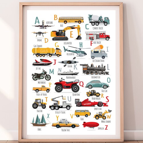 Cars Alphabet Downloadable Prints Montessori Educational - Etsy Canada