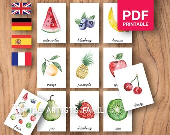 VEGETABLES Cards Watercolor Montessori Nomenclature Flash 3 | Etsy