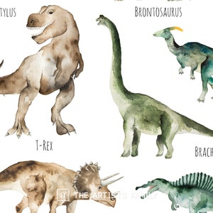Dinosaur Downloadable Prints Watercolor Montessori Educational Posters ...