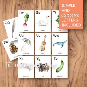 ALPHABET Cards Watercolor Montessori Flash Educational Material ...
