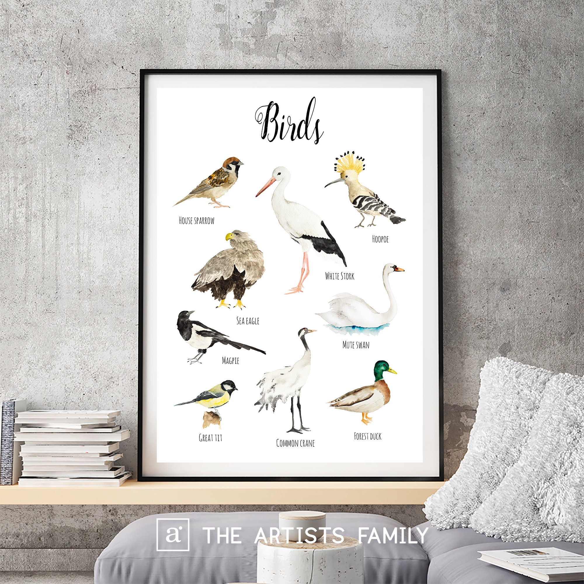 Birds Downloadable Prints WaterColor Montessori Educational | Etsy