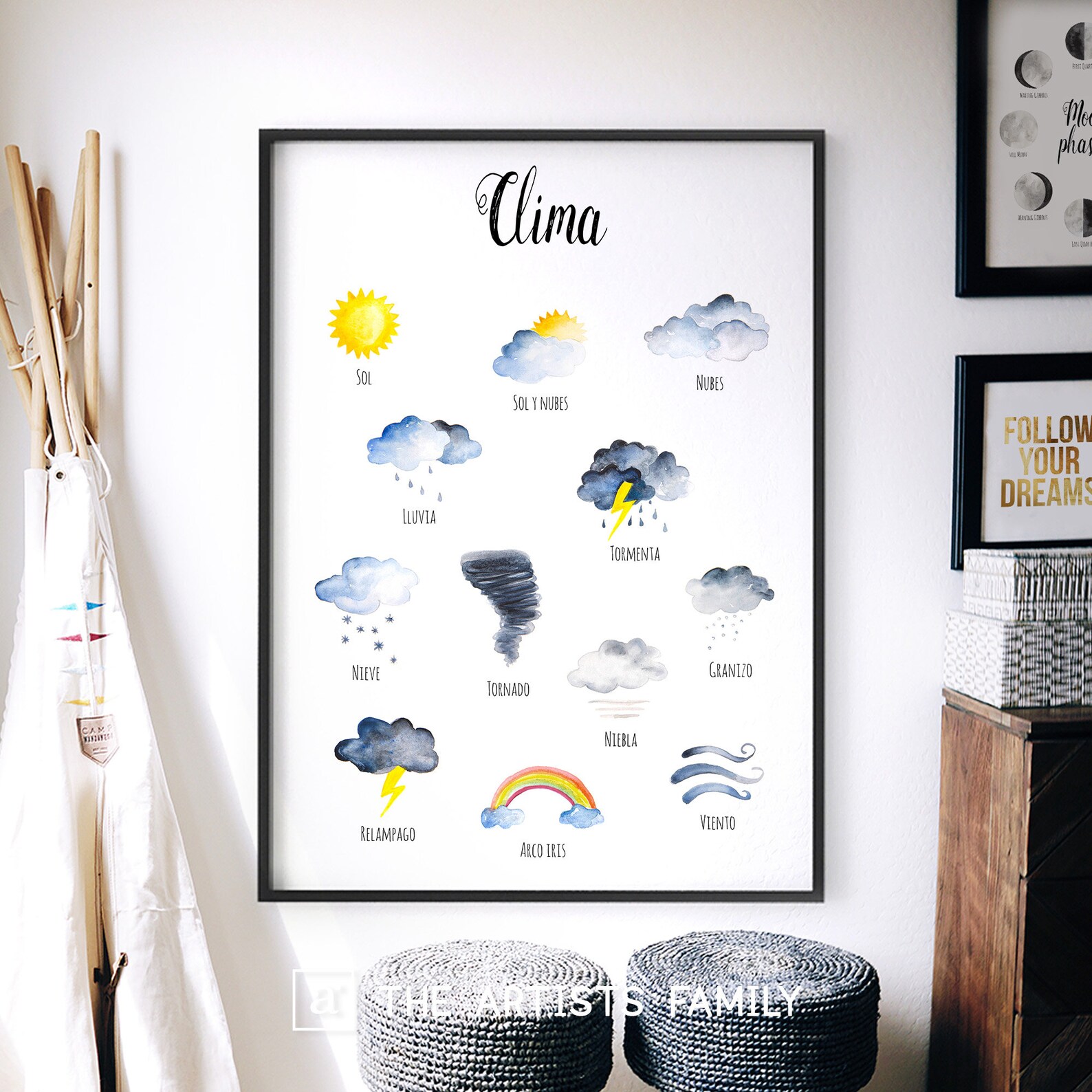 Clima Espanol Spanish Downloadable Prints Acuarela Montessori - Etsy