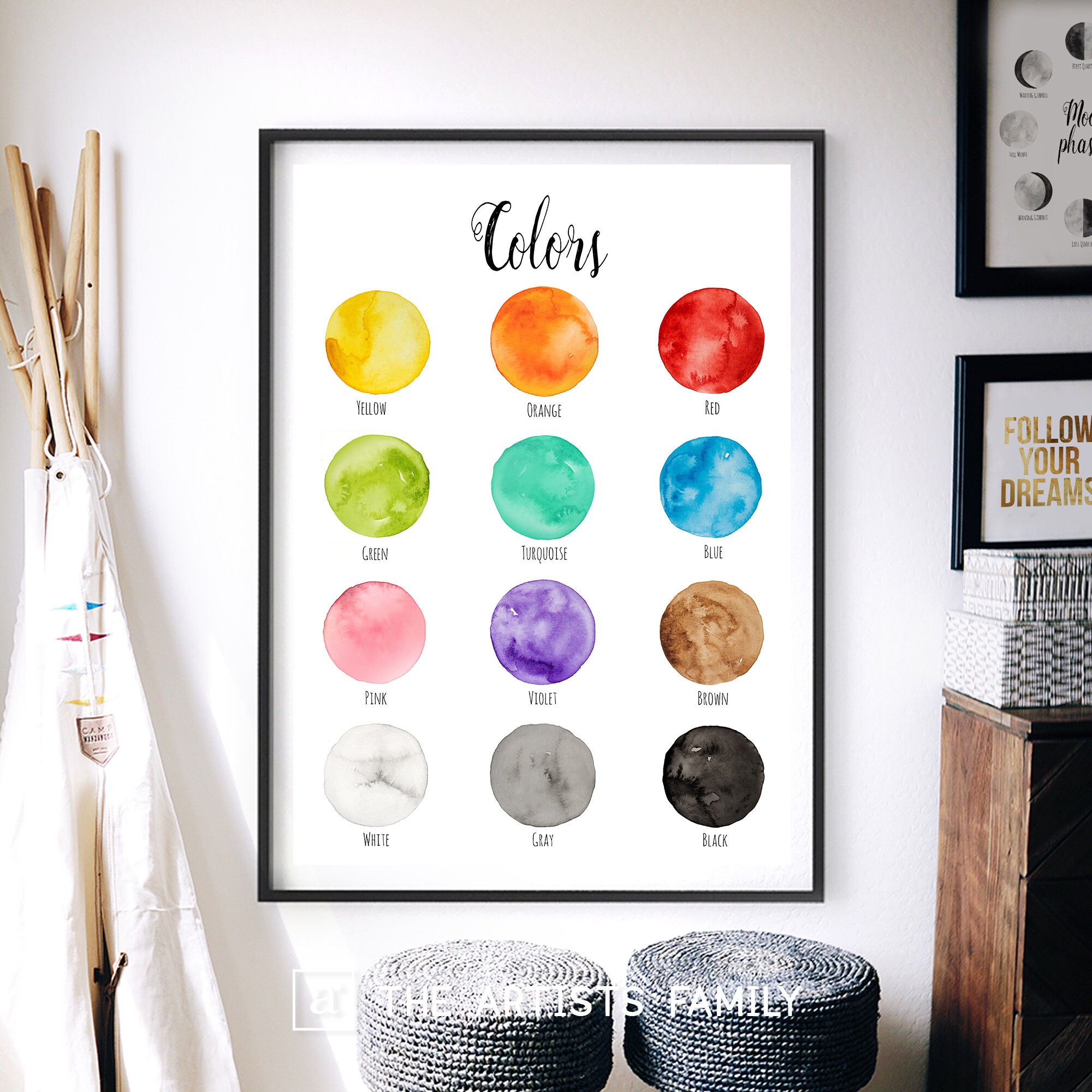 COLORS Downloadable Prints Watercolor Montessori Educational | Etsy