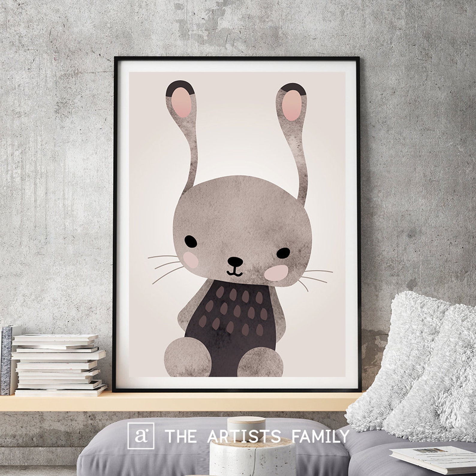 Rabbit Downloadable Prints Illustration Nursery Wall Art Decor | Etsy