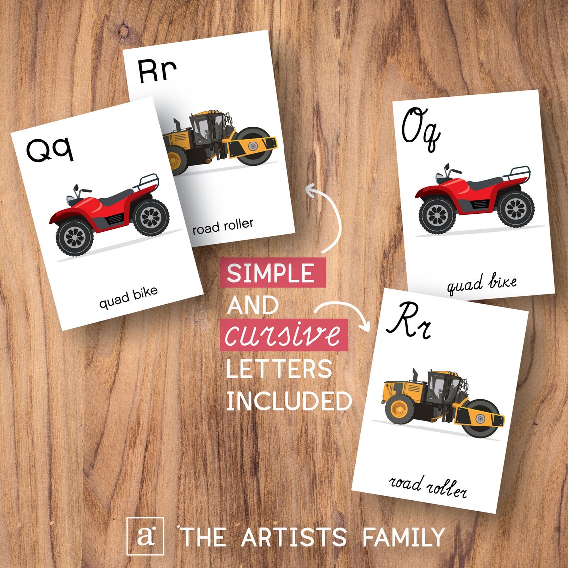 CARS ALPHABET Cards Transport Montessori Flash Educational - Etsy