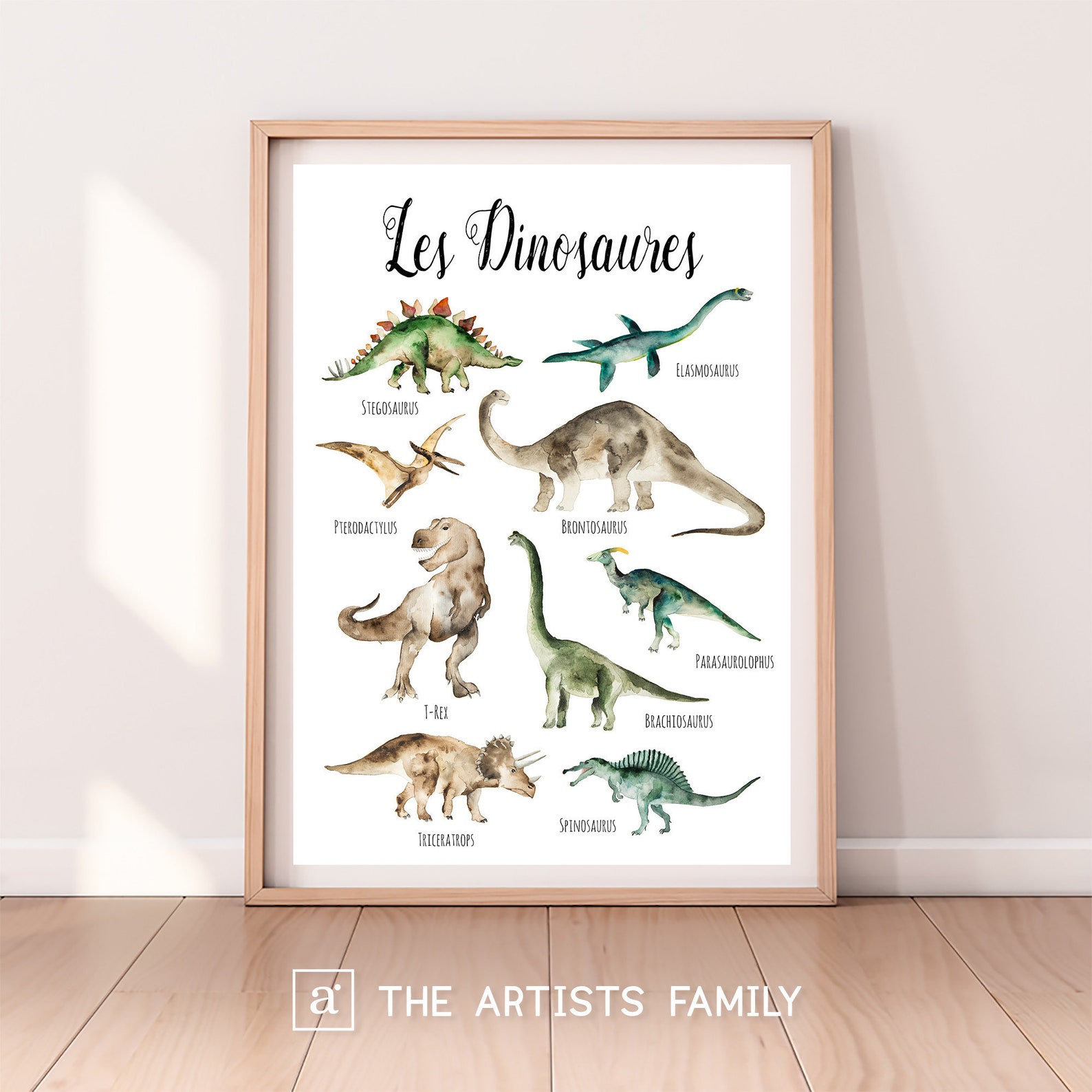Les Dinosaures French Educative Downloadable Prints Watercolor | Etsy