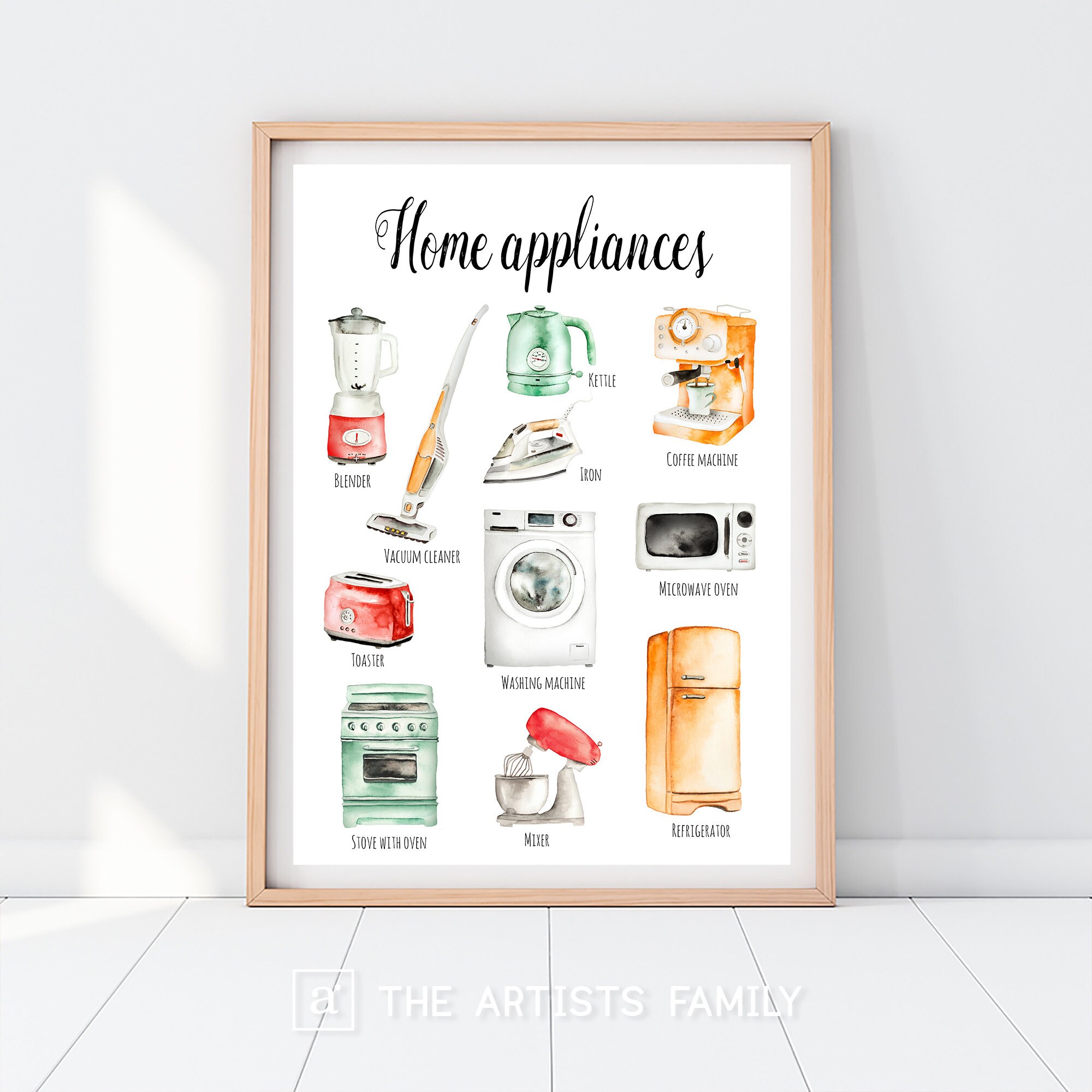 HOME APPLIANCES Downloadable Prints Watercolor Montessori | Etsy
