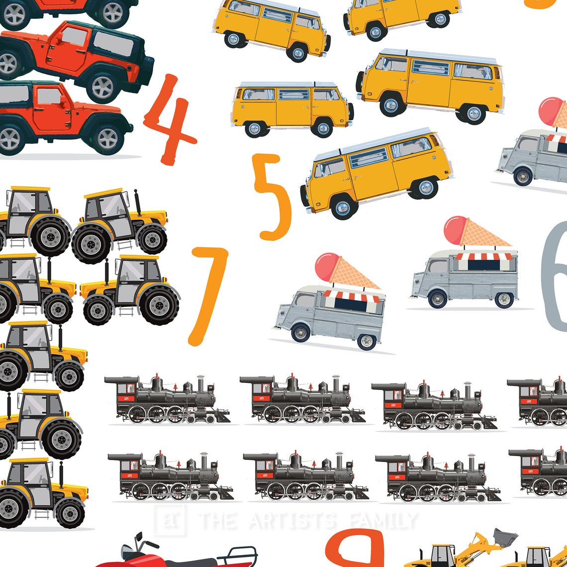 Cars Numbers Downloadable Prints Montessori Educational - Etsy