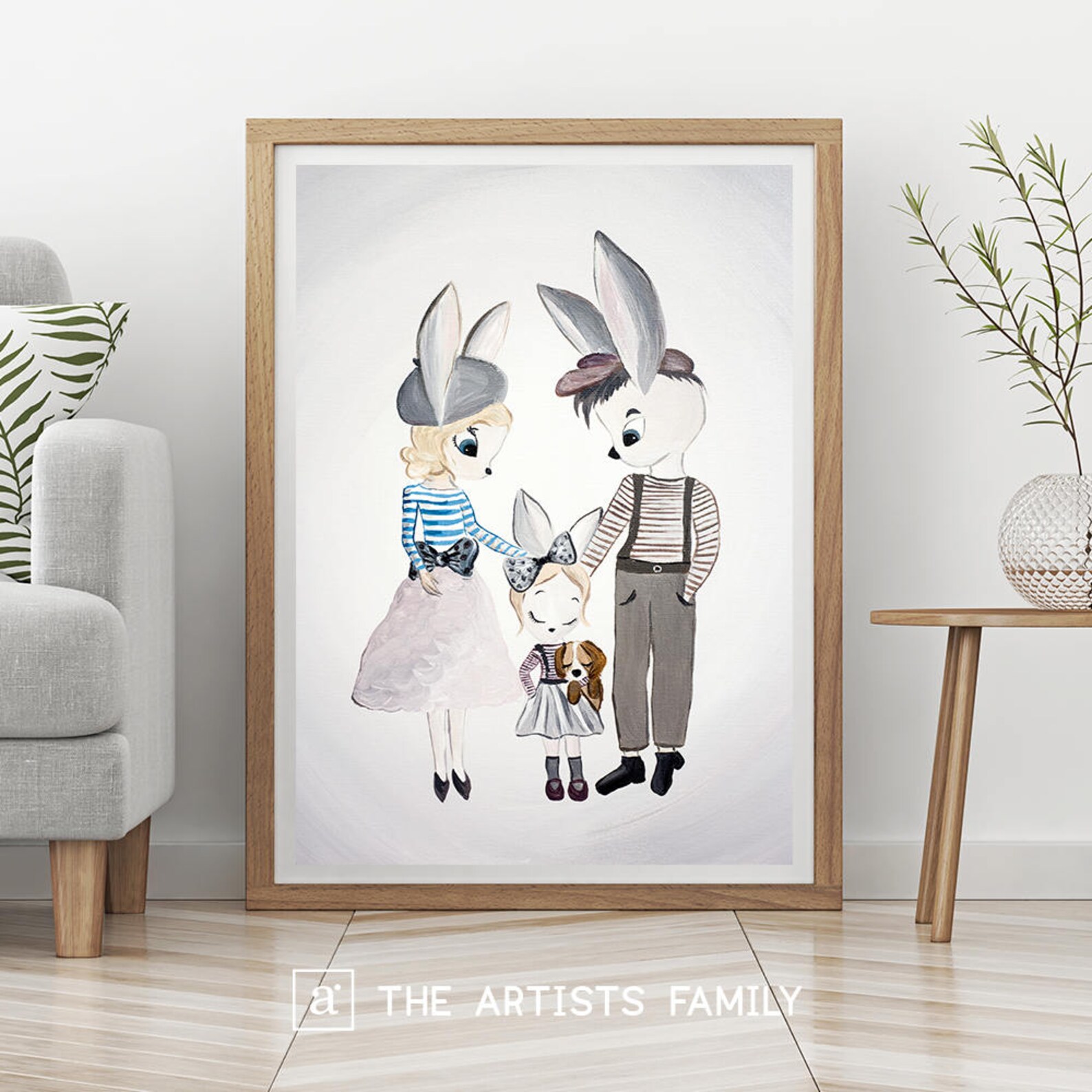 Rabbit Family Print Downloadable Prints Painting Prints | Etsy