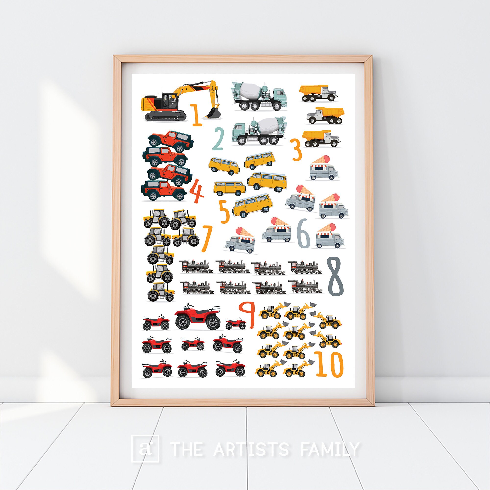 Cars Numbers Downloadable Prints Montessori Educational - Etsy
