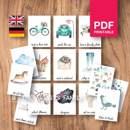 AUTUMN Cards Watercolor Montessori Nomenclature Flash 3 Parts - Etsy