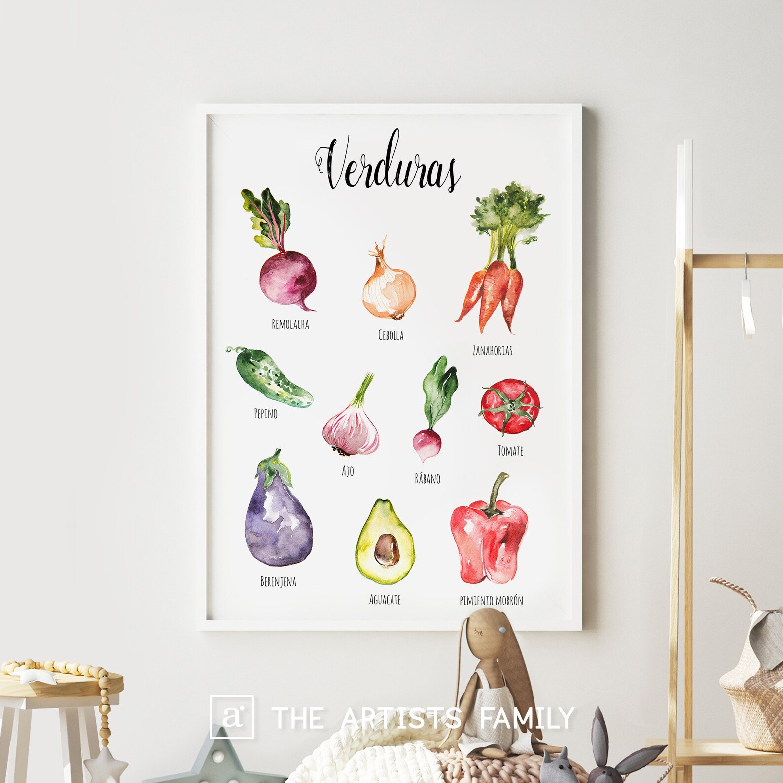 Verduras Espanol Spanish Downloadable Prints Acuarela | Etsy