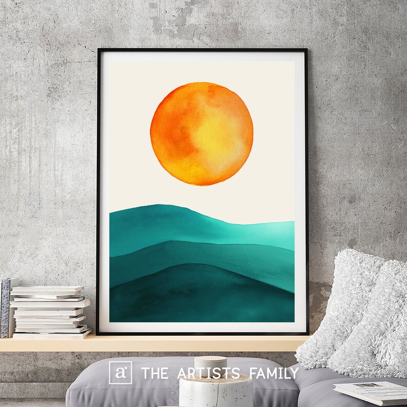 Sunset Sunrise Downloadable Prints Water Color Geometric - Etsy New Zealand