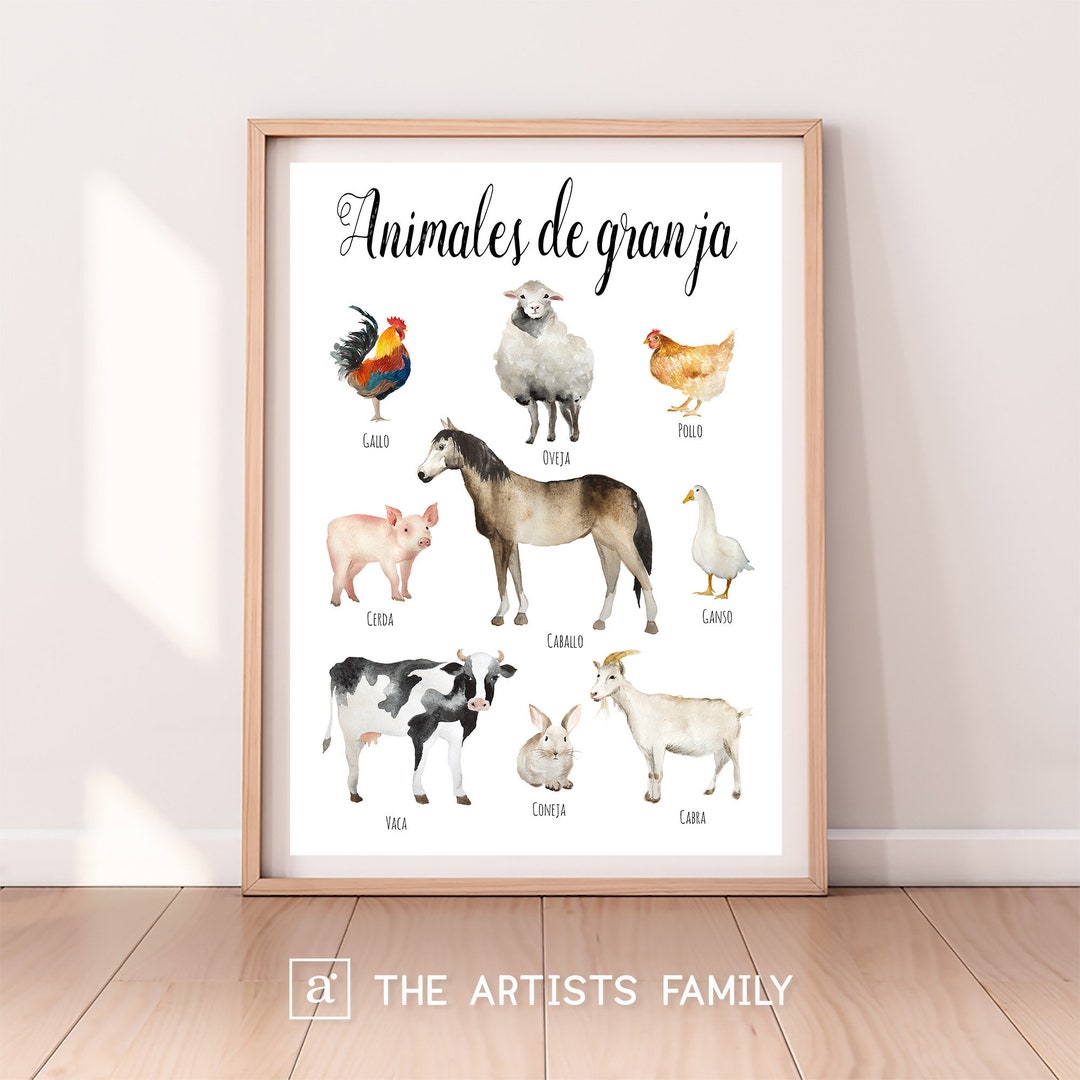 Animales De Granja Espanol Spanish Downloadable Prints - Etsy
