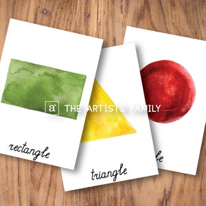GEOMETRIC SHAPES Card Material Montessori Nomenclature Flash 3 Parts ...