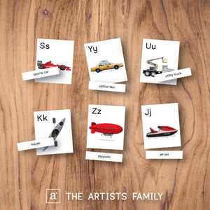 CARS ALPHABET Cards Transport Montessori Flash Educational Material ...