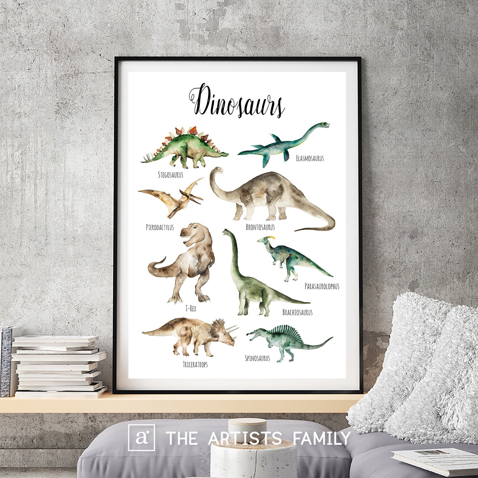 Dinosaur Downloadable Prints Watercolor Montessori Educational | Etsy
