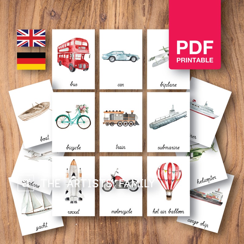 Transport Card Material Montessori Nomenclature Flash 3 Parts - Etsy UK