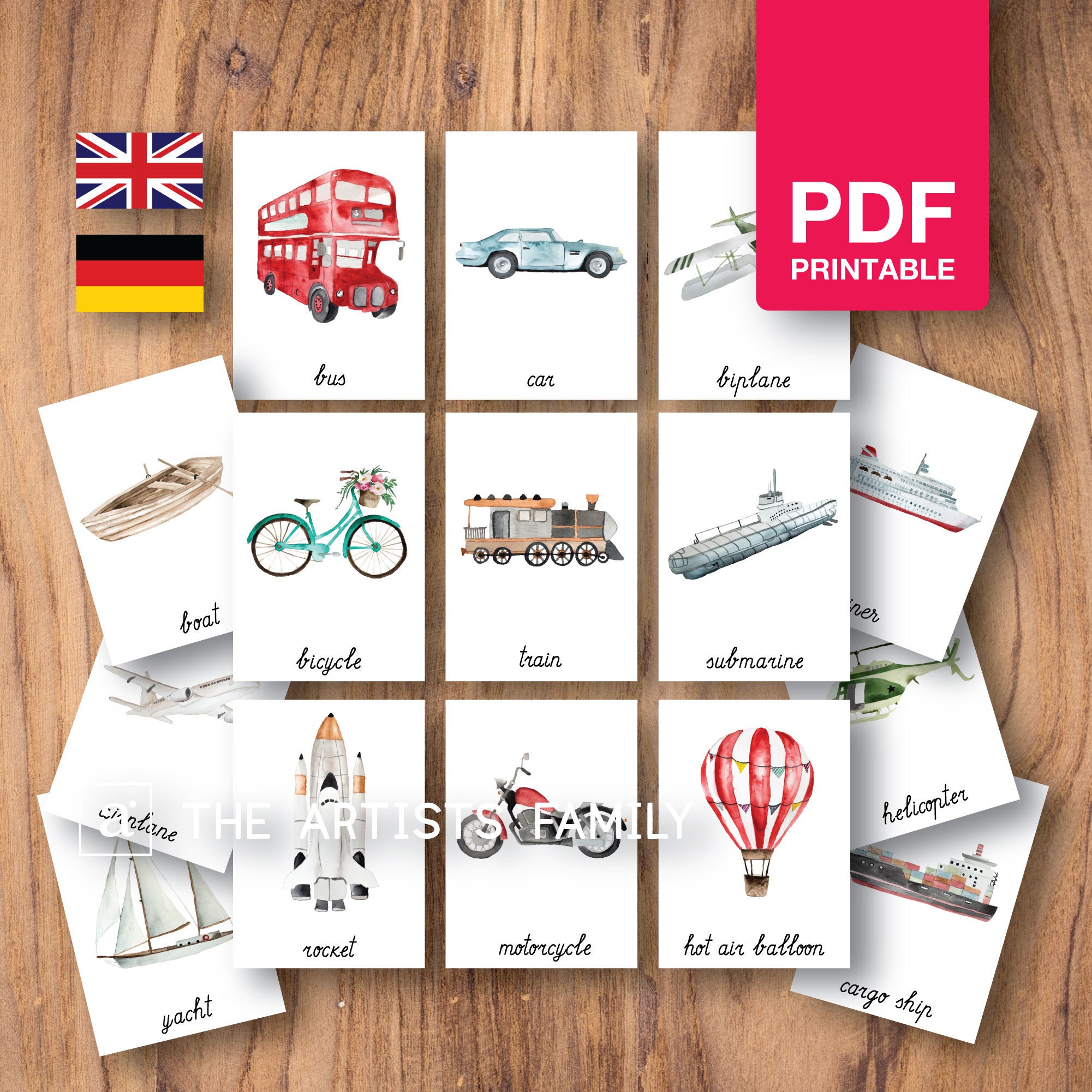 Transport Card Material Montessori Nomenclature Flash 3 Parts - Etsy UK