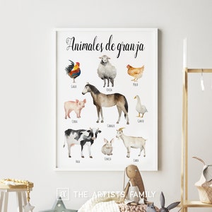Animales De Granja Espanol Spanish Downloadable Prints - Etsy