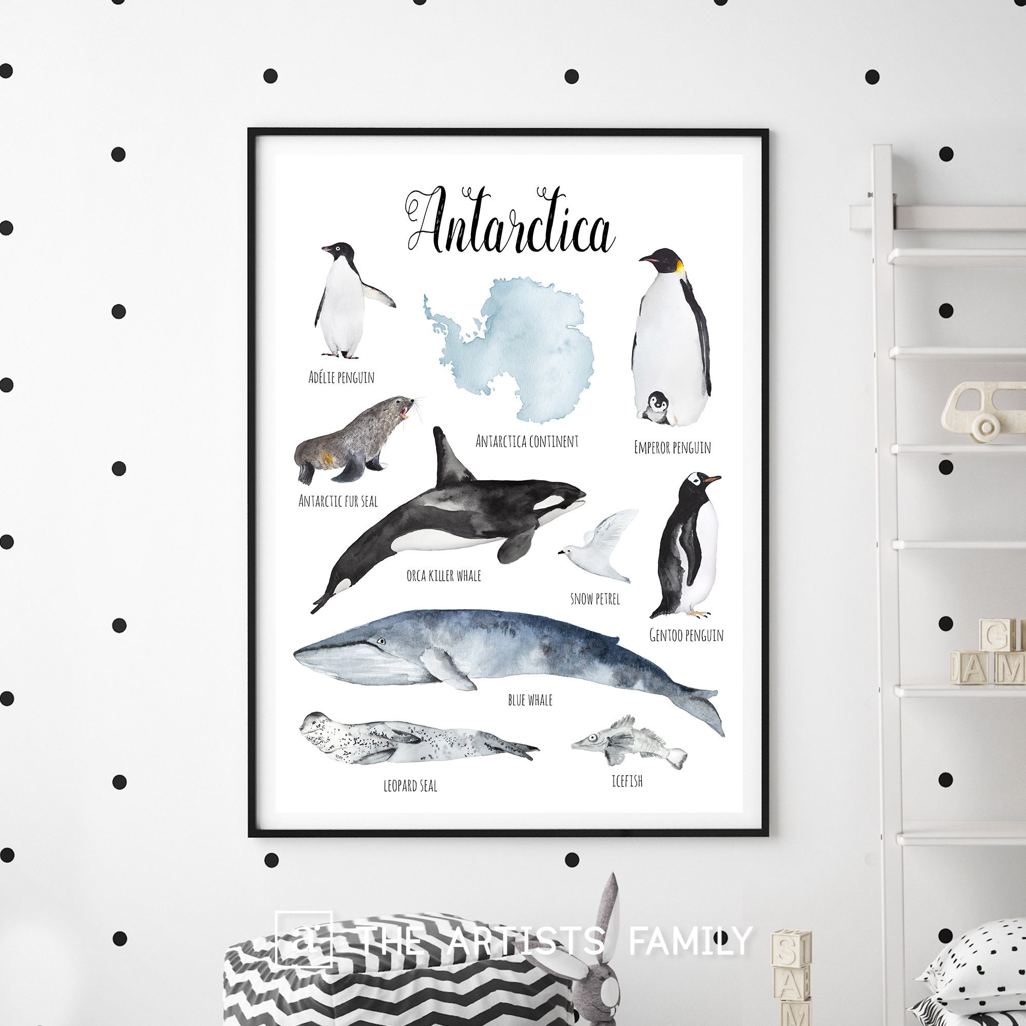 Antarctica Continent Animals Downloadable Prints Watercolor - Etsy