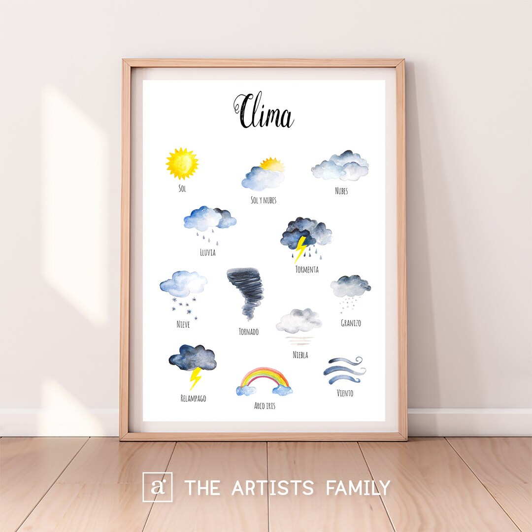 Clima Espanol Spanish Downloadable Prints Acuarela Montessori - Etsy