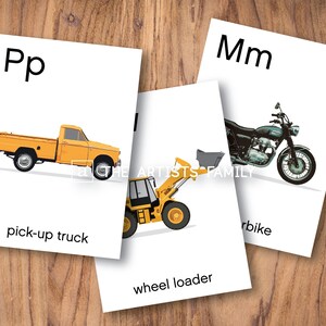 CARS ALPHABET Cards Transport Montessori Flash Educational Material ...