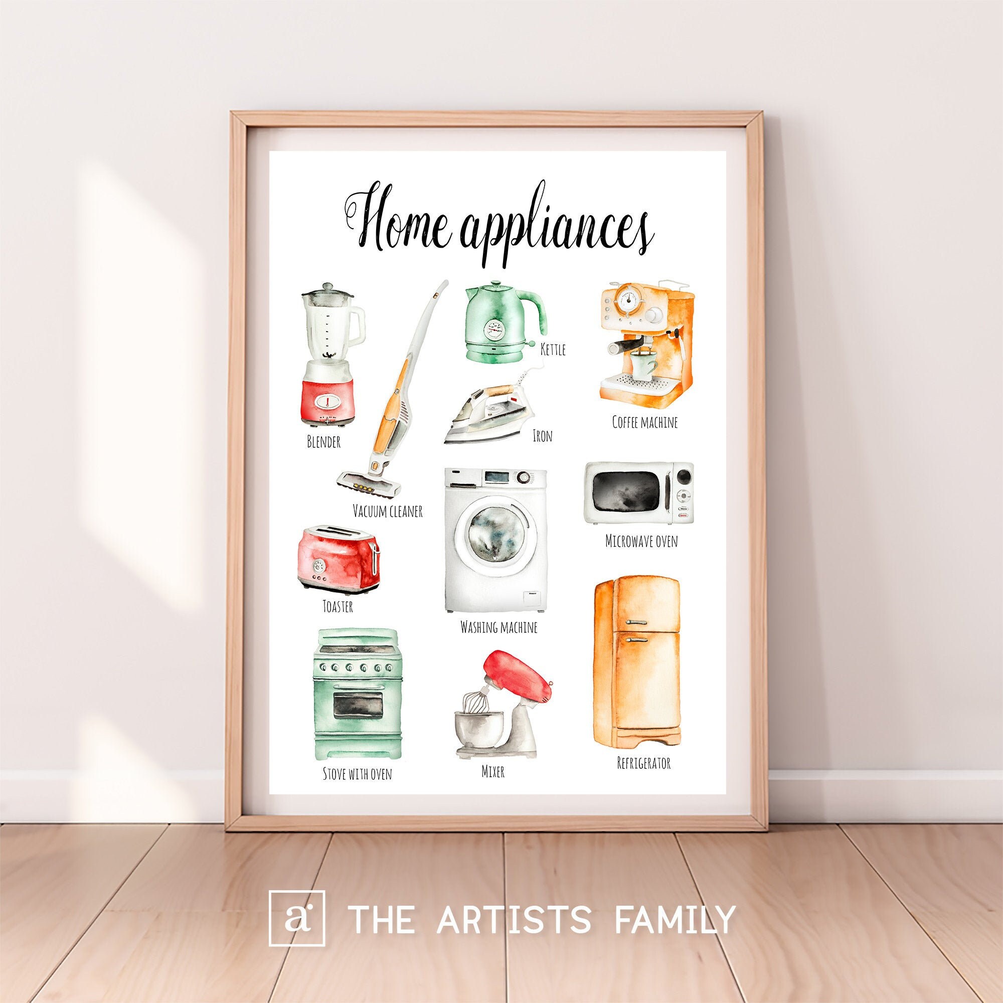 HOME APPLIANCES Downloadable Prints Watercolor Montessori | Etsy