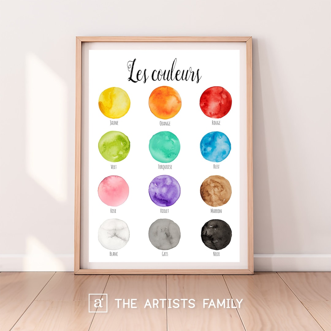 Les Couleurs Français Educative French Downloadable Prints Watercolor ...